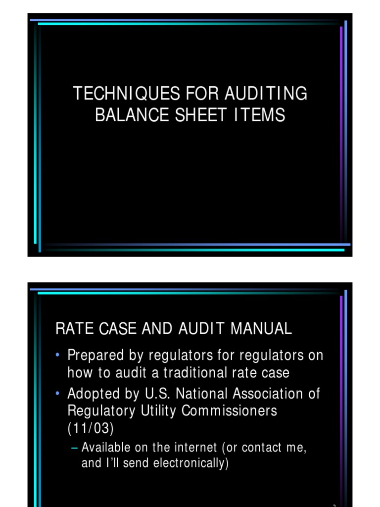Techniques For Auditing Balance Sheet Items | PDF | Audit | Financial Audit