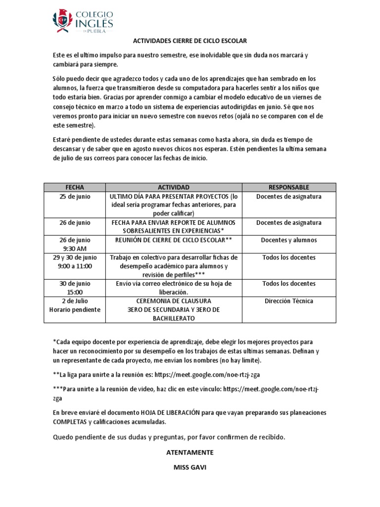 Actividades CIERRE DE CICLO ESCOLAR | PDF | Cognición | Aprendizaje