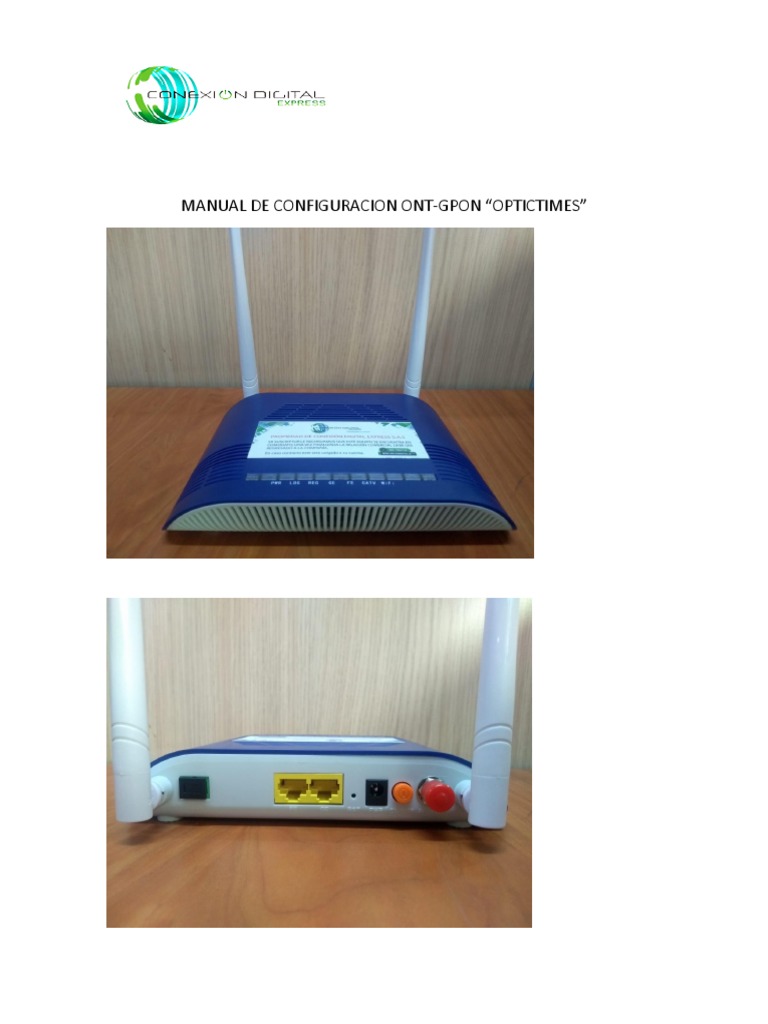 Configuración ONT-GPON Optictimes | PDF | Negocios | Informática