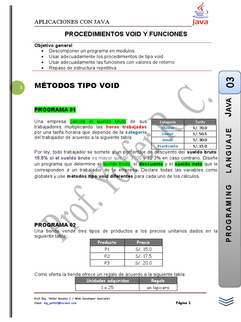 1.1 - Procedimientos | PDF | Java (lenguaje de programación ...