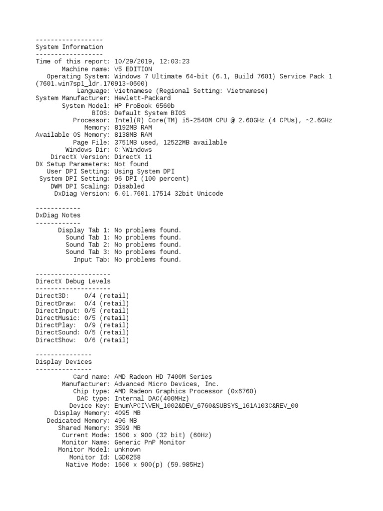 DX Diag | PDF | Device Driver | Codec