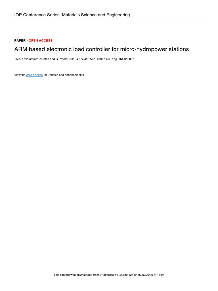 ARM Based Electronic Load Controller For Micro-Hyd | PDF | Electric ...