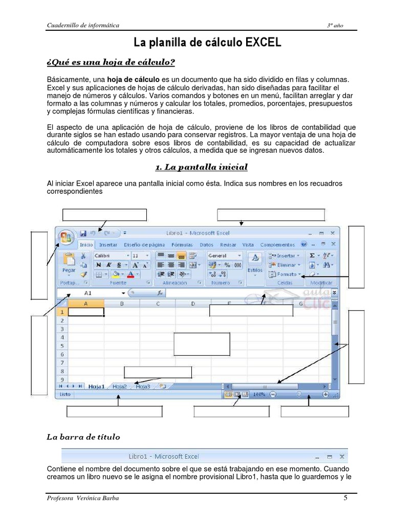Excel Cuadernillo Parte 1 - 3º Año | PDF | Hoja de cálculo | Microsoft ...