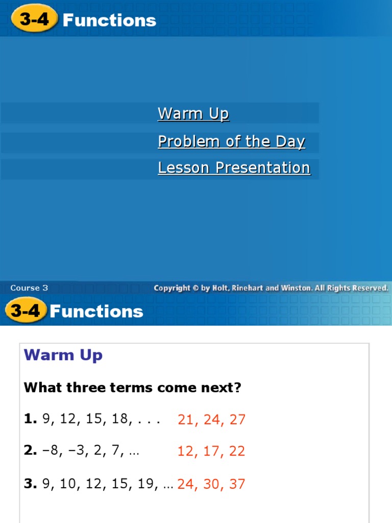 Warm Up Problem of The Day Lesson Presentation | Download Free PDF ...