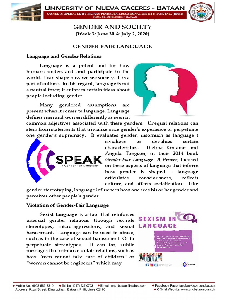 Lecture On Gender-Fair Language | PDF | Sexism | Gender Role