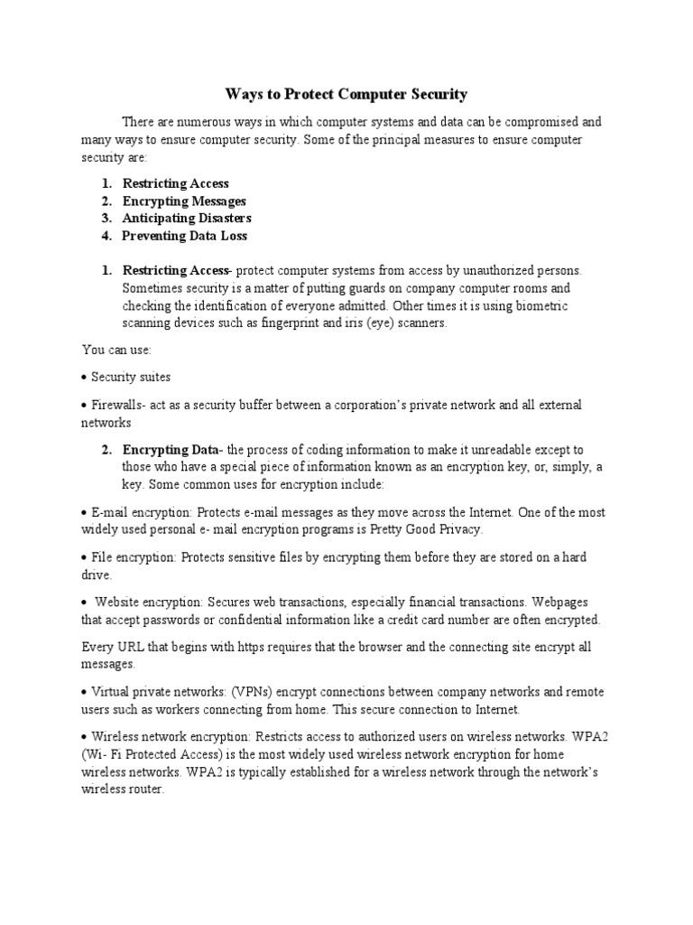 Ways To Protect Computer Security Assignment | PDF | Encryption | Computer Security