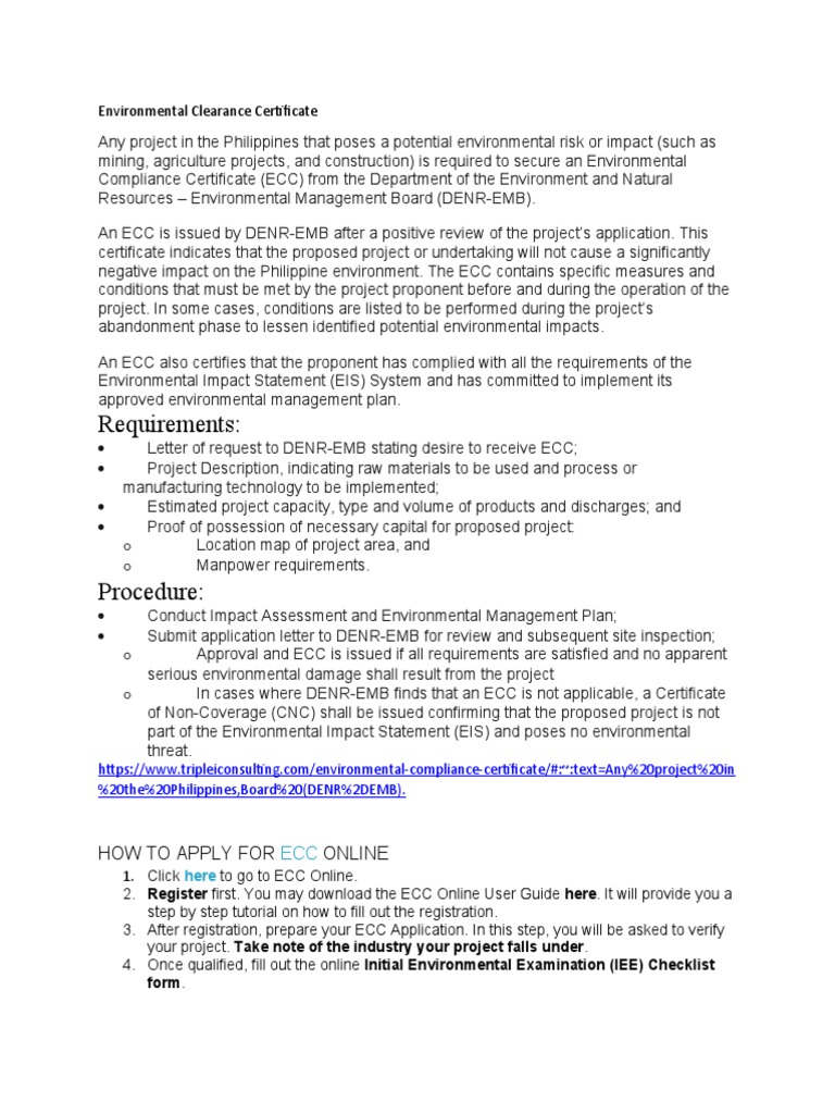 Environmental Clearance Certificate Guide | PDF | Environmental Impact ...