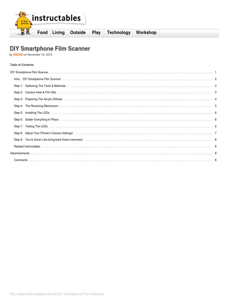 DIY Smartphone Film Scanner Guide | PDF | Smartphone | Light Emitting Diode