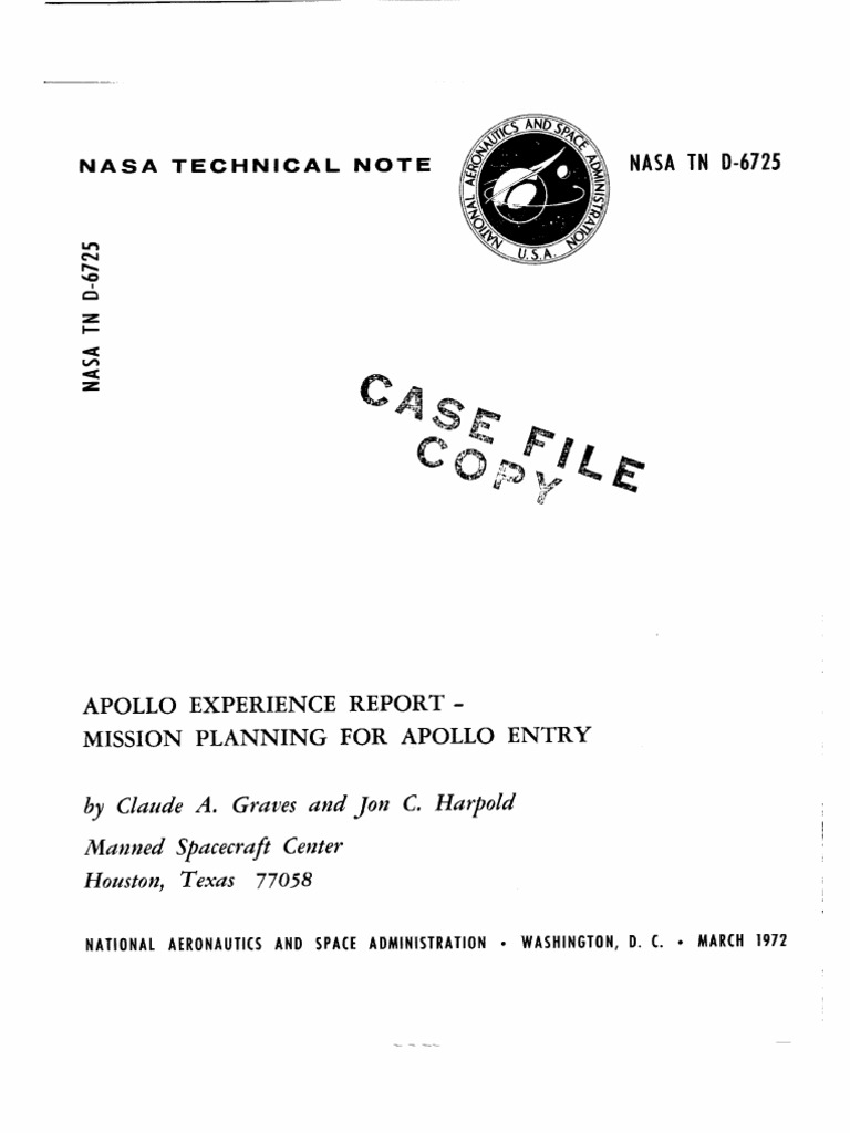Apollo Experience Report Mission Planning For Apollo Entry | PDF ...