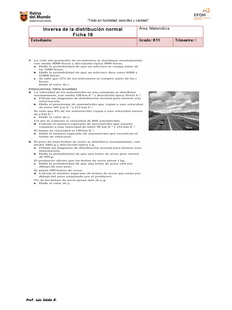 Ficha 18 - Inversa de La Distribución Normal | PDF