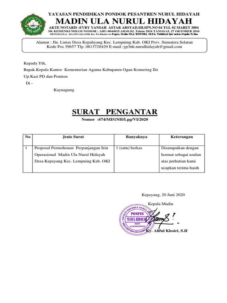 Proposal Perpanjangan Ijop Madin Ula PPNH | PDF