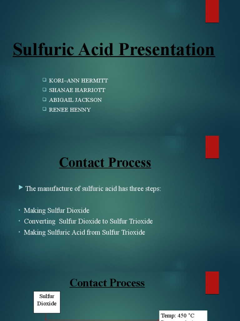 Sulfuric Acid Presentation Kori Ann Hermitt Shanae Harriott Abigail