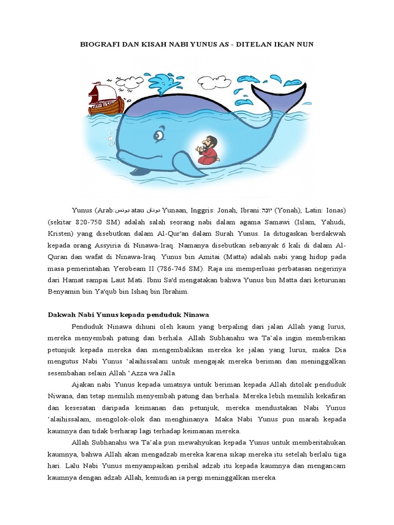 Biografi Dan Kisah Nabi Yunus As | PDF