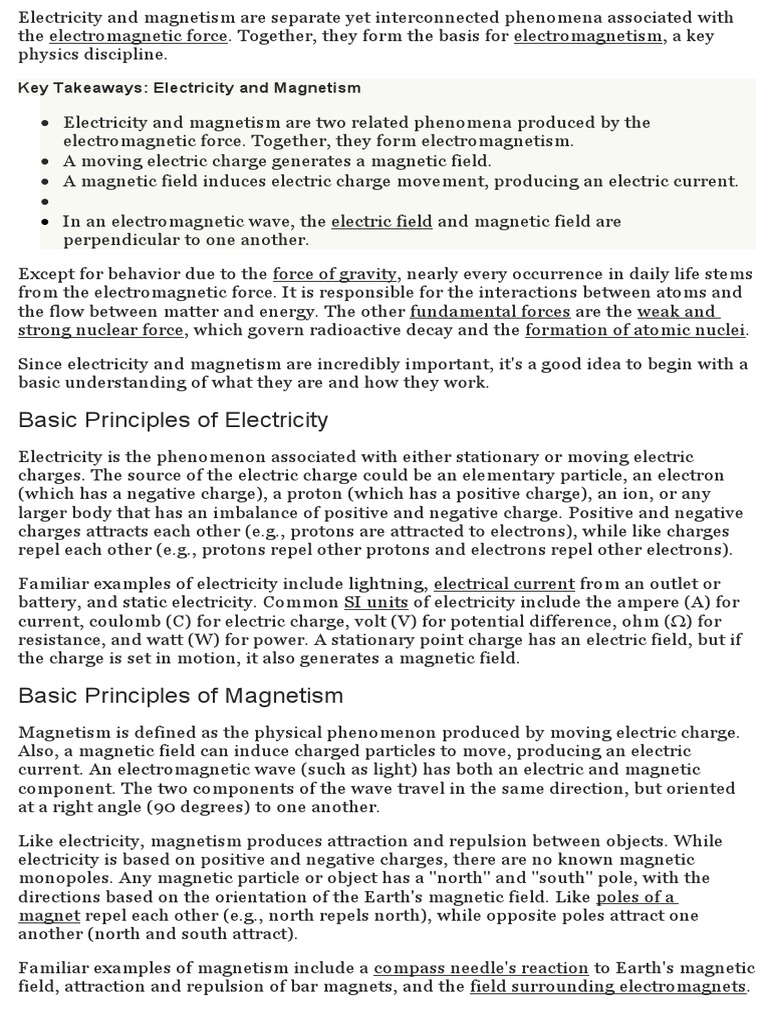 The Fundamental Relationship Between Electricity and Magnetism: An ...