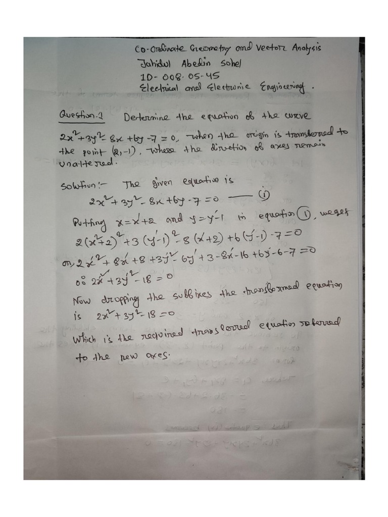 Co-Ordinate Geometry and Vector Analysis | PDF