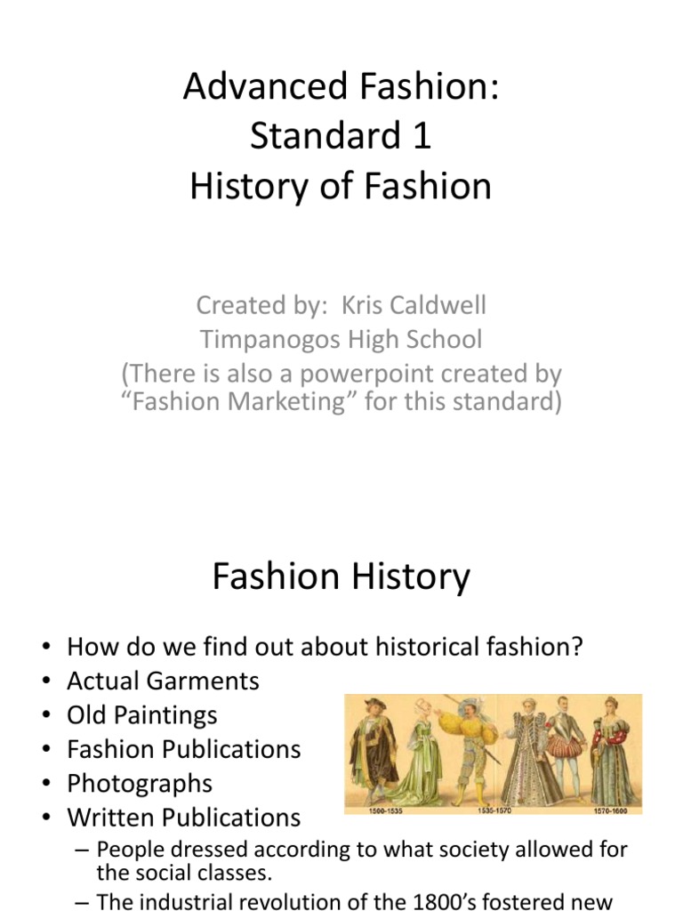 Advanced Fashion: Standard 1 History of Fashion | PDF | Fashion ...