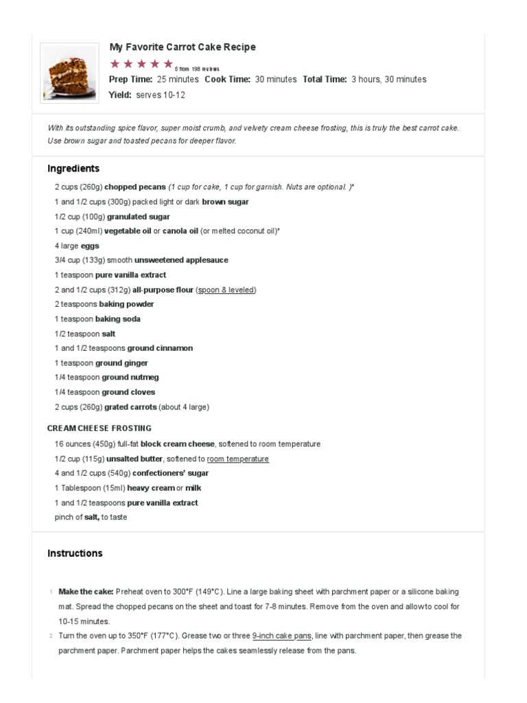 Carrot Cake Recipe | PDF | Cakes | Cupcake