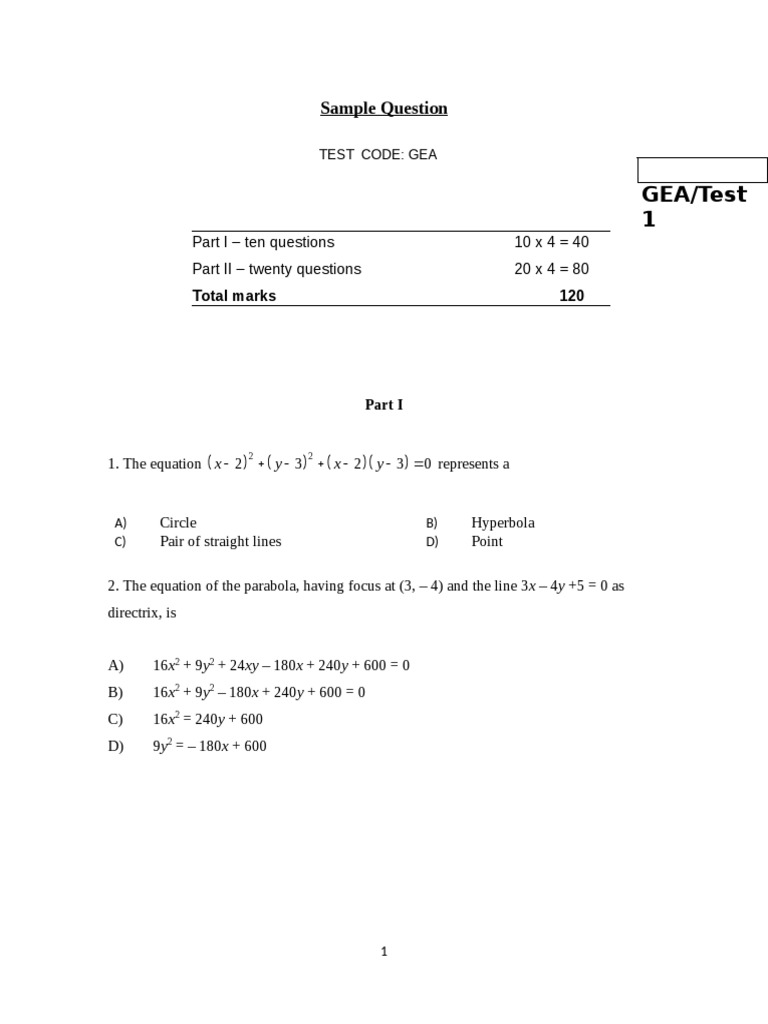 GEA Assessment Sample Questions | PDF | Geometry | Physics