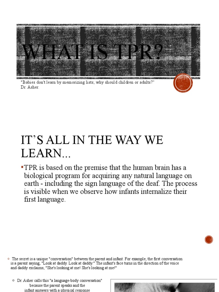 What Is TPR?: "Babies Don't Learn by Memorizing Lists Why Should ...