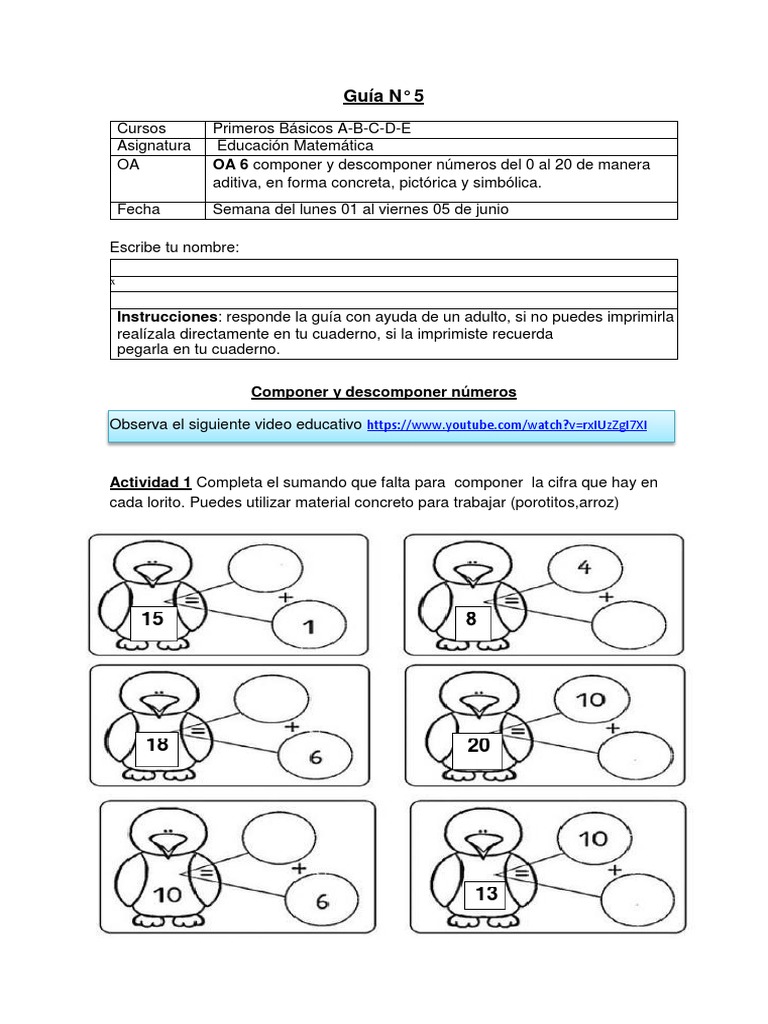 1° Matemáticas-Componiendo y Descomponiendo Números PDF | PDF