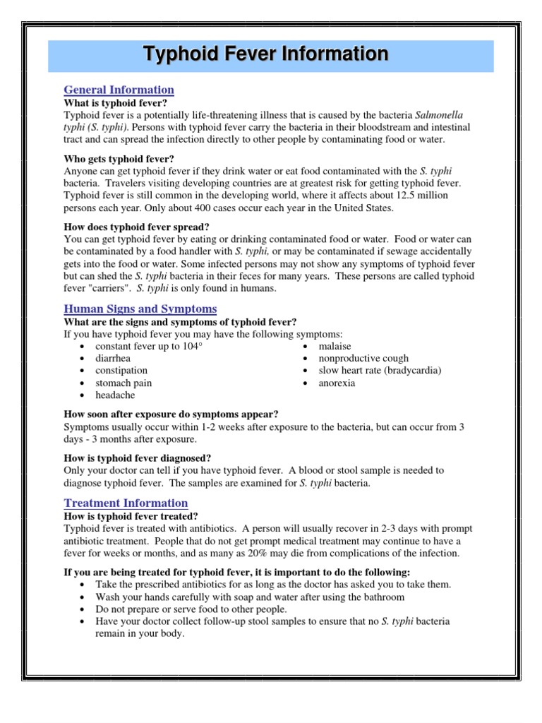 Understanding Typhoid Fever: Causes & Care | PDF