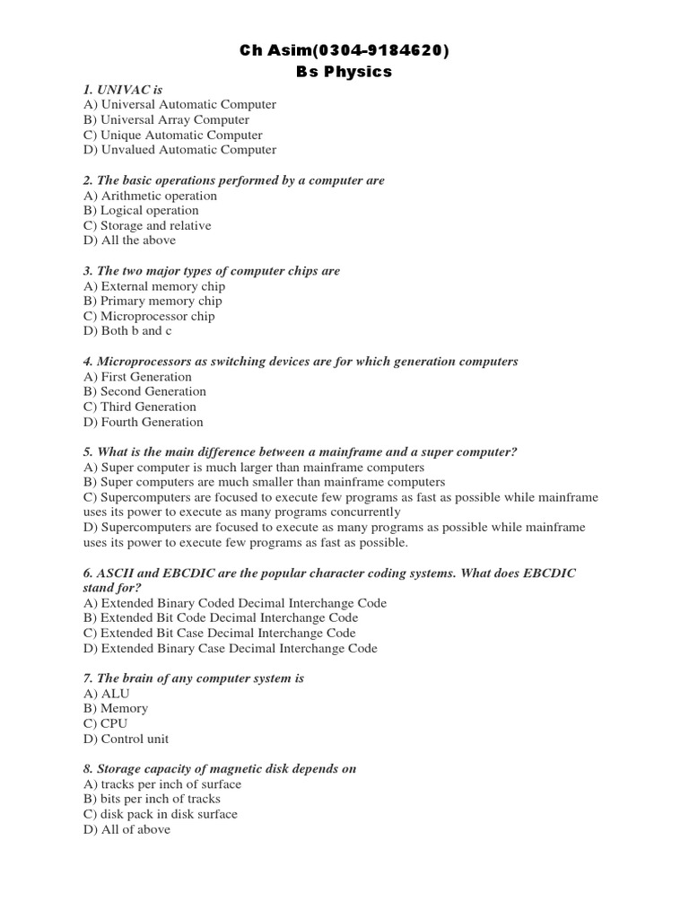 Computer MCQs 3rd Semester | PDF | Binary Coded Decimal | Computer Data Storage