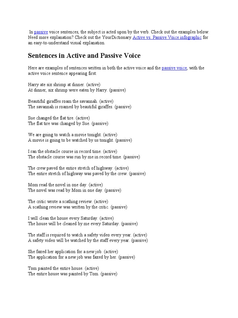 In Passive Voice Sentences | PDF | Verb | Object (Grammar)