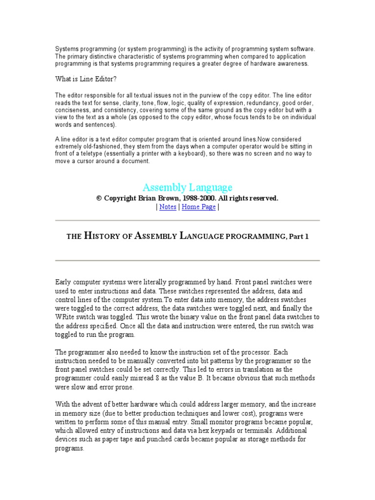 Assembly Language Programming | PDF | Assembly Language | Computer Program