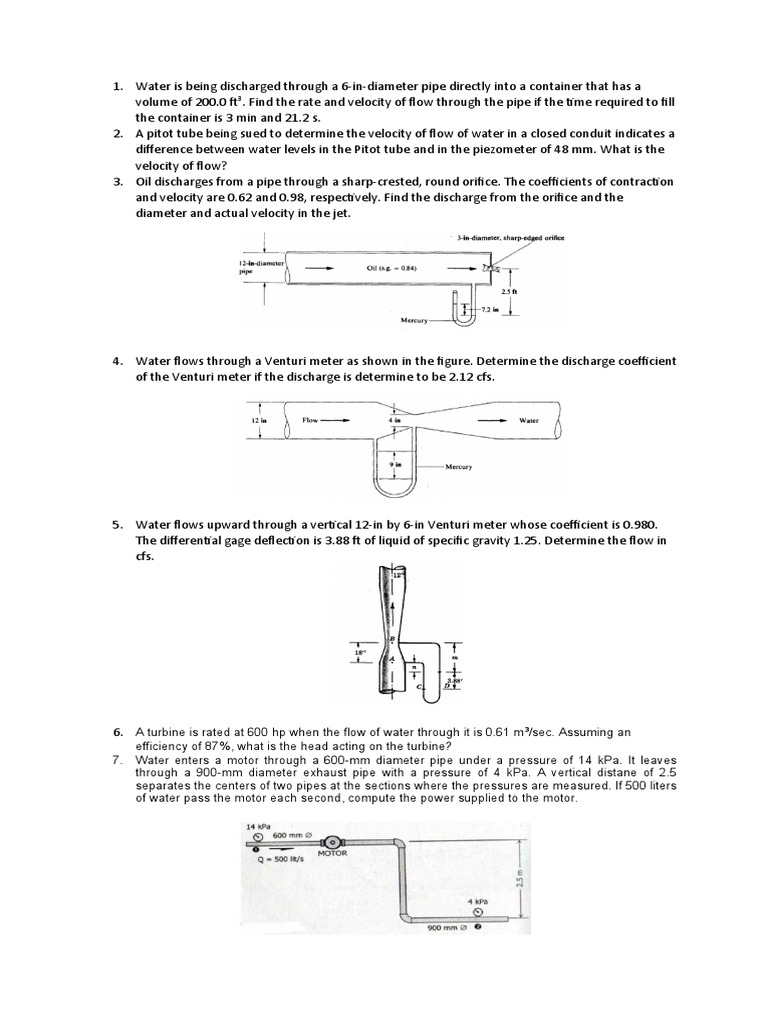 Fluid Mechanics Problem Set | PDF | Pressure | Continuum Mechanics