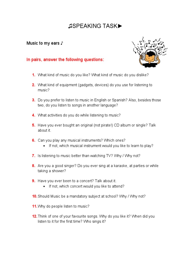 Discussing Music Preferences and Experiences | PDF | Language Arts ...