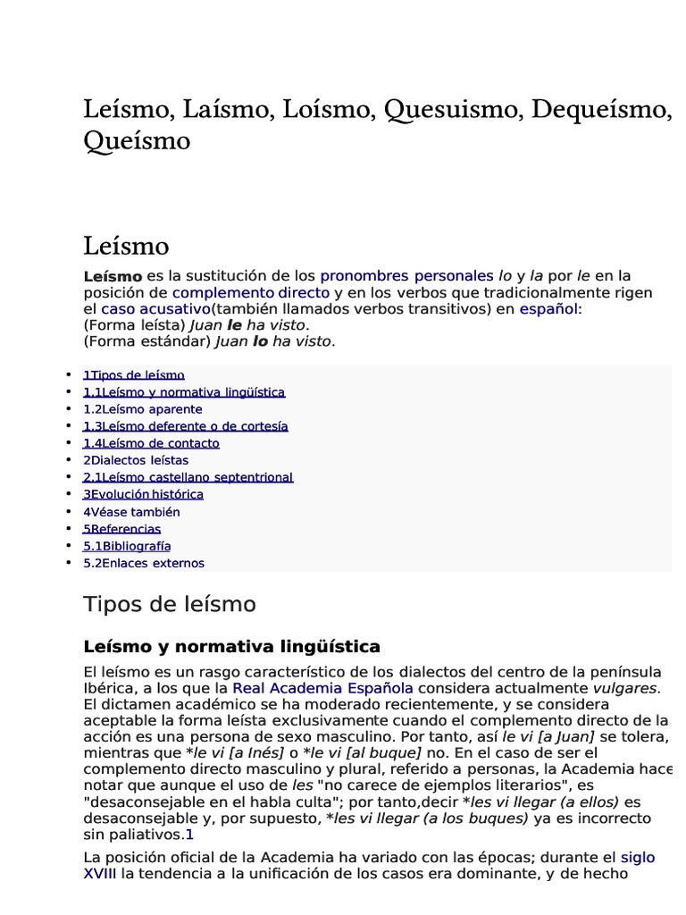 Laismo Leismo Loismo Quesuismo Queismo Quesismo | PDF | Gramática ...