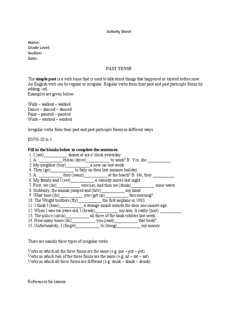 Activity Sheets Sample Template | PDF