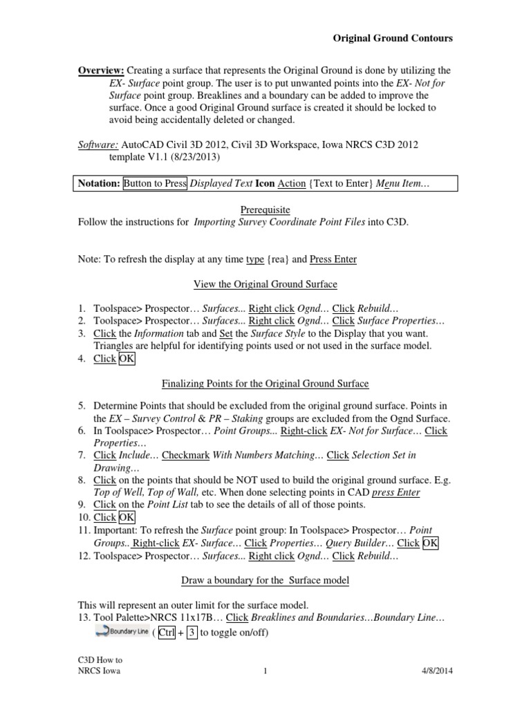 HowTo - Original Ground Contours C3D | PDF | Contour Line | Information ...