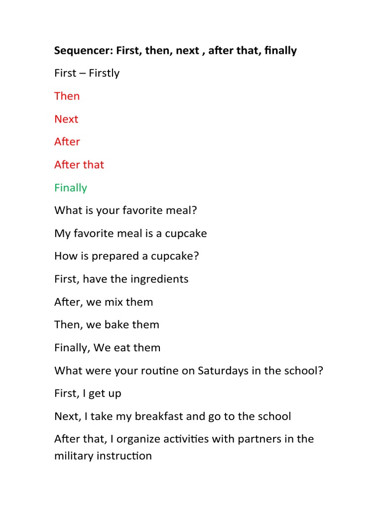 Sequencer: First, Then, Next, After That, Finally | Download Free PDF ...