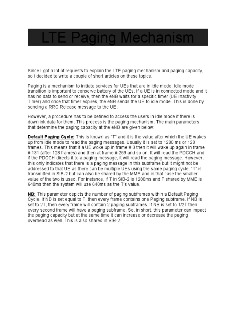 LTE Paging Mechanism | PDF | Computer Networking | Data Transmission