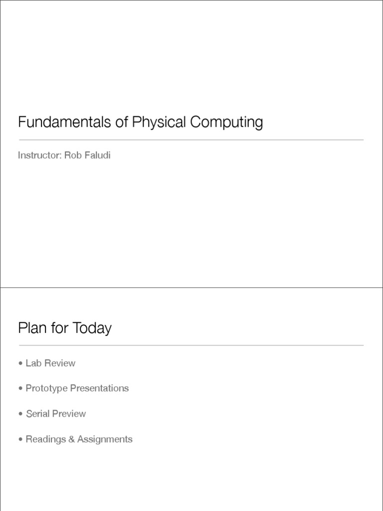 Fundamentals of Physical Computing: Instructor: Rob Faludi | PDF