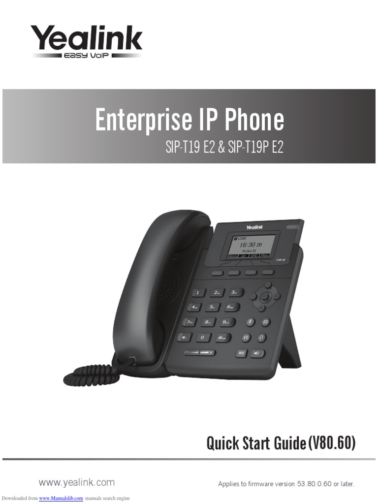 Enterprise IP Phone: SIP-T19 E2 & SIP-T19P E2 | PDF | Ip Address ...