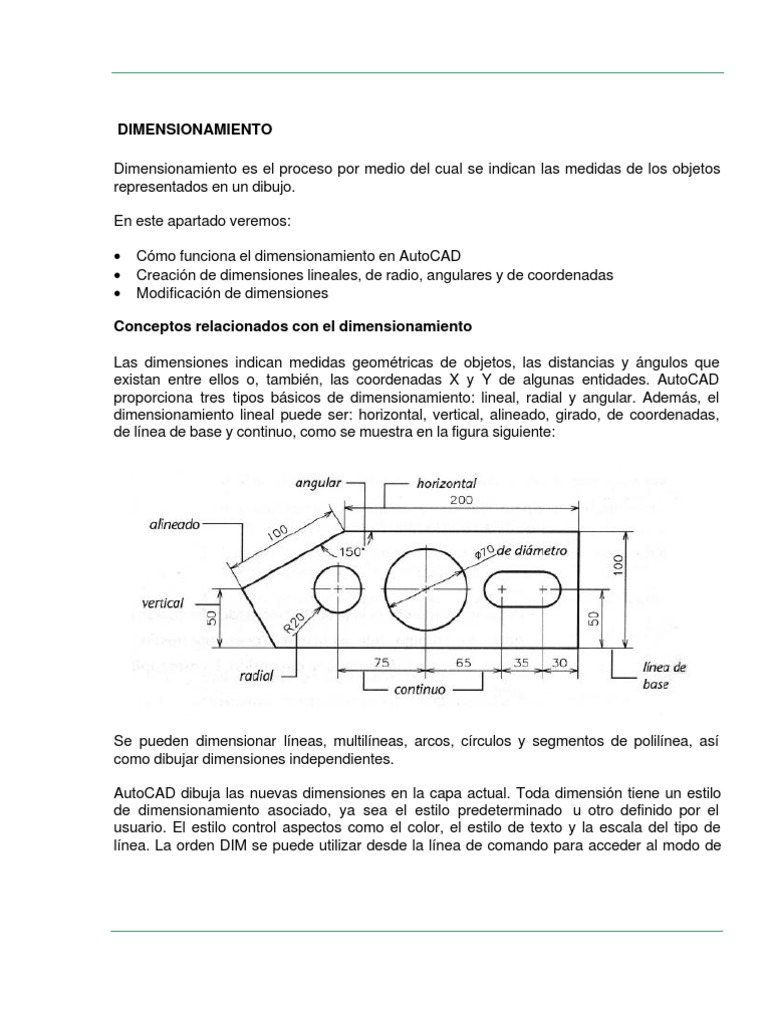 Guía de Dimensionamiento en AutoCAD | PDF | Dimensión | Sistema de ...