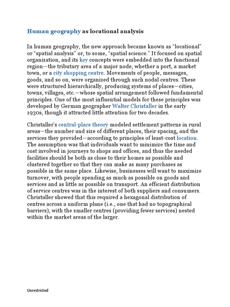 Human Geography As Locational Analysis | PDF | Science