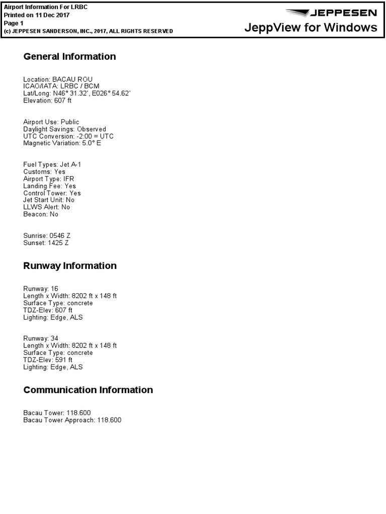 Jeppview For Windows: General Information General Information | PDF | Airport | Runway