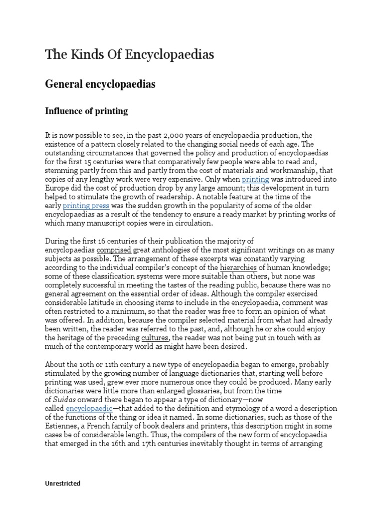 The Kinds of Encyclopaedias | PDF | Encyclopædia Britannica | Encyclopedias