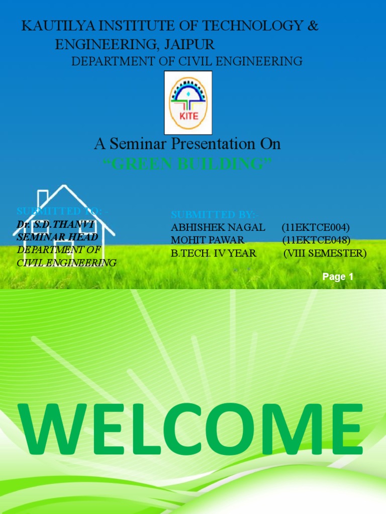A Seminar Presentation On: "Green Building" | PDF | Green Building ...