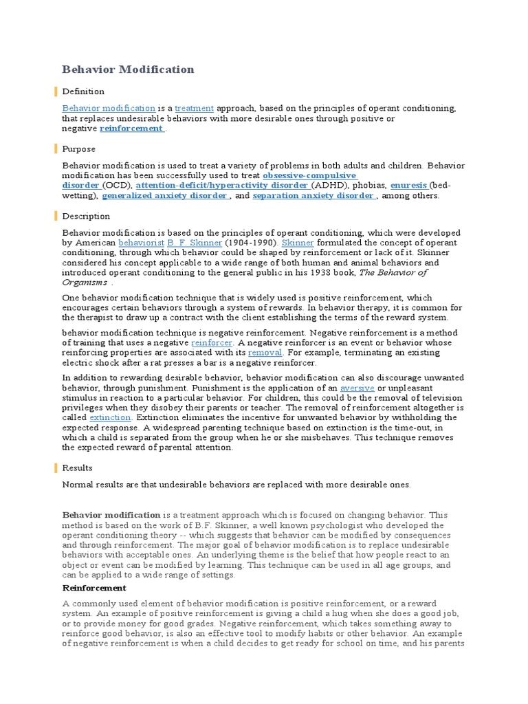 Behavior Modification | PDF | Reinforcement | Behavior Modification