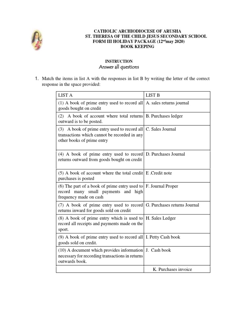 Book-Keeping Form Three PDF | PDF | Bookkeeping | Expense
