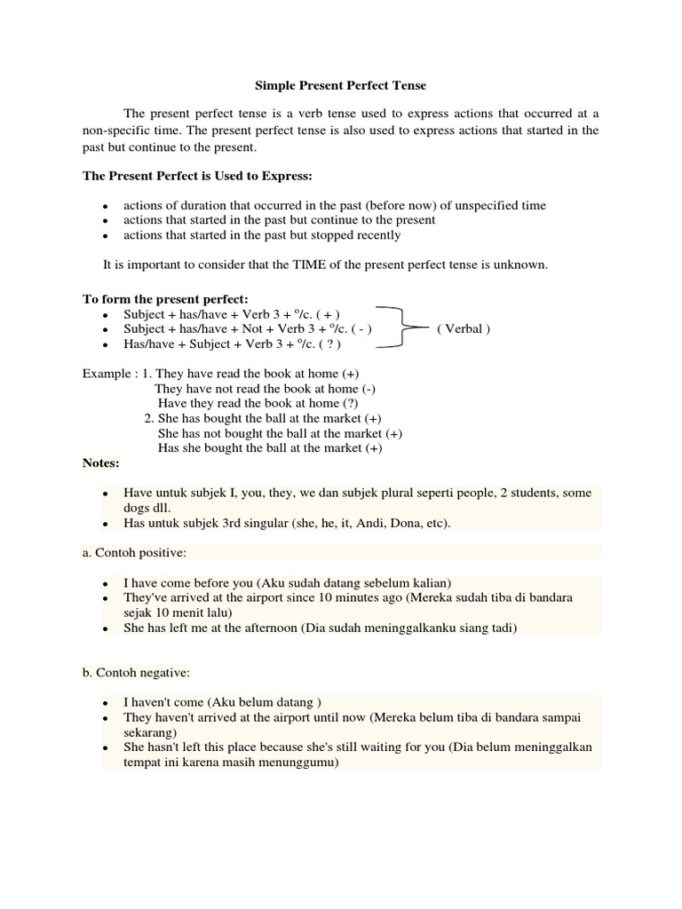 Simple Present Perfect Tense Material. | PDF | Grammatical Tense ...