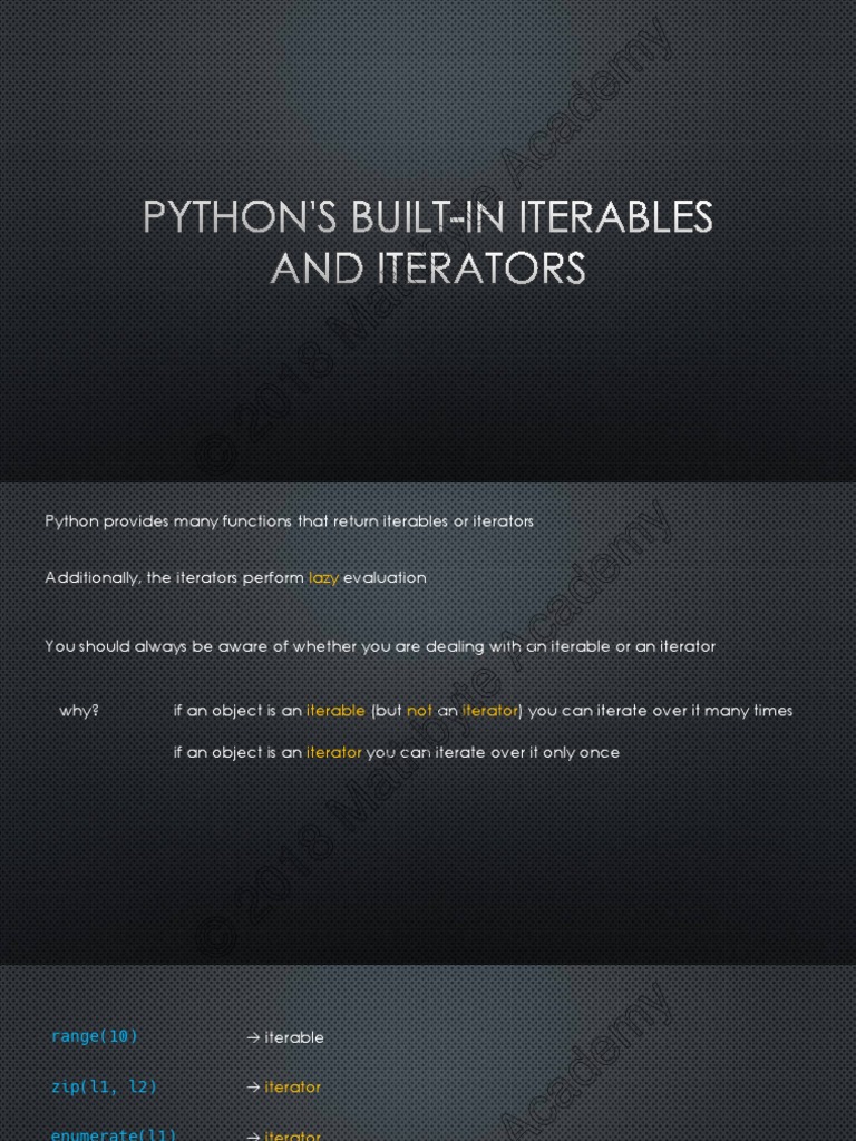 12.1 Python's Built-In Iterables and Iterators PDF | PDF | Teaching ...