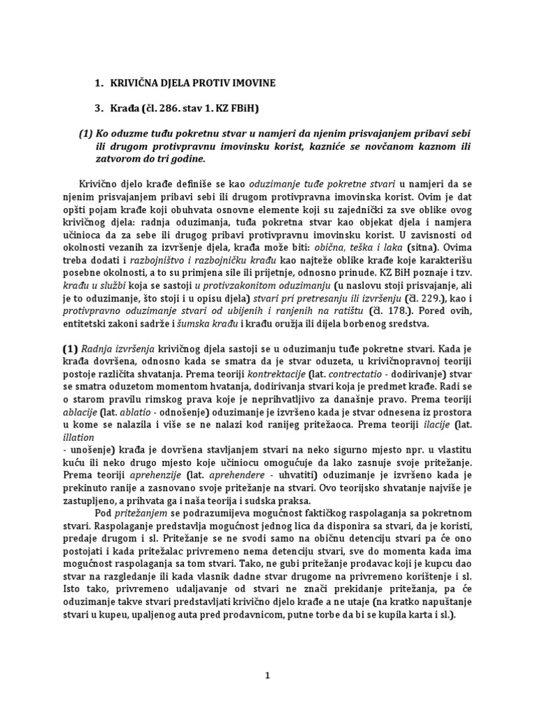 SKRIPTA KRIVIČNO PRAVO - POSEBNI DIO 2 Dio | PDF