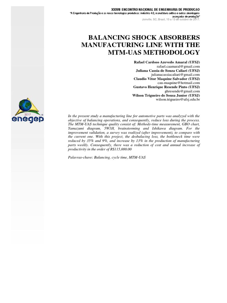 Balancing Shock Absorbers Manufacturing Line With The Mtm-Uas ...