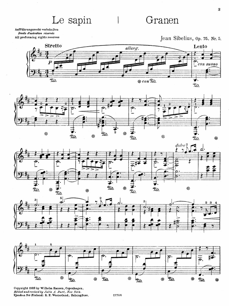 Sibelius - 5 Pieces For Piano, Op. 75 No. 5 (The Spruce) | PDF