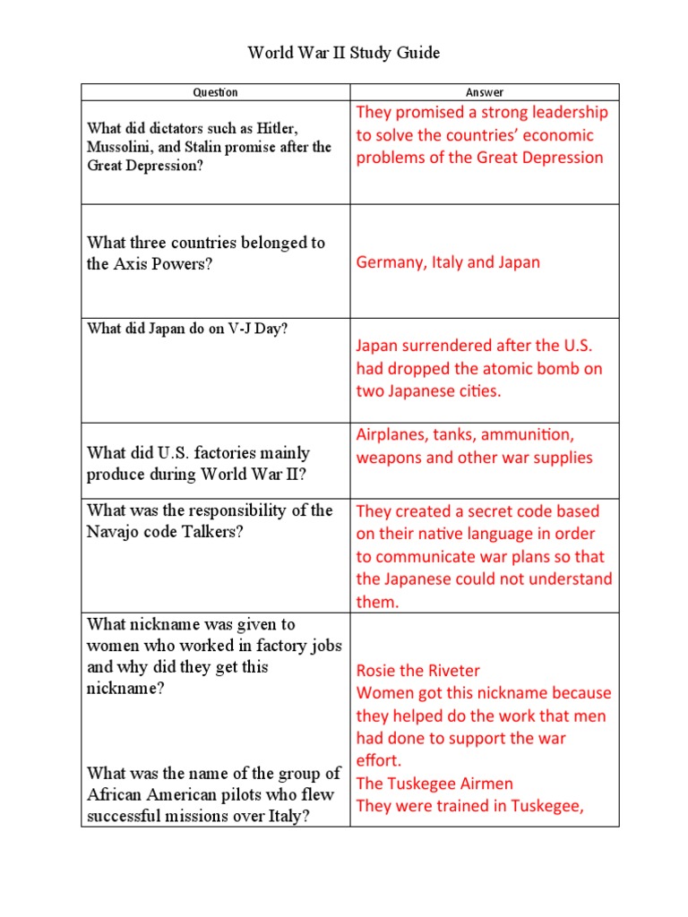 World War 2 Study GuideKEY | PDF | Normandy Landings | World War II